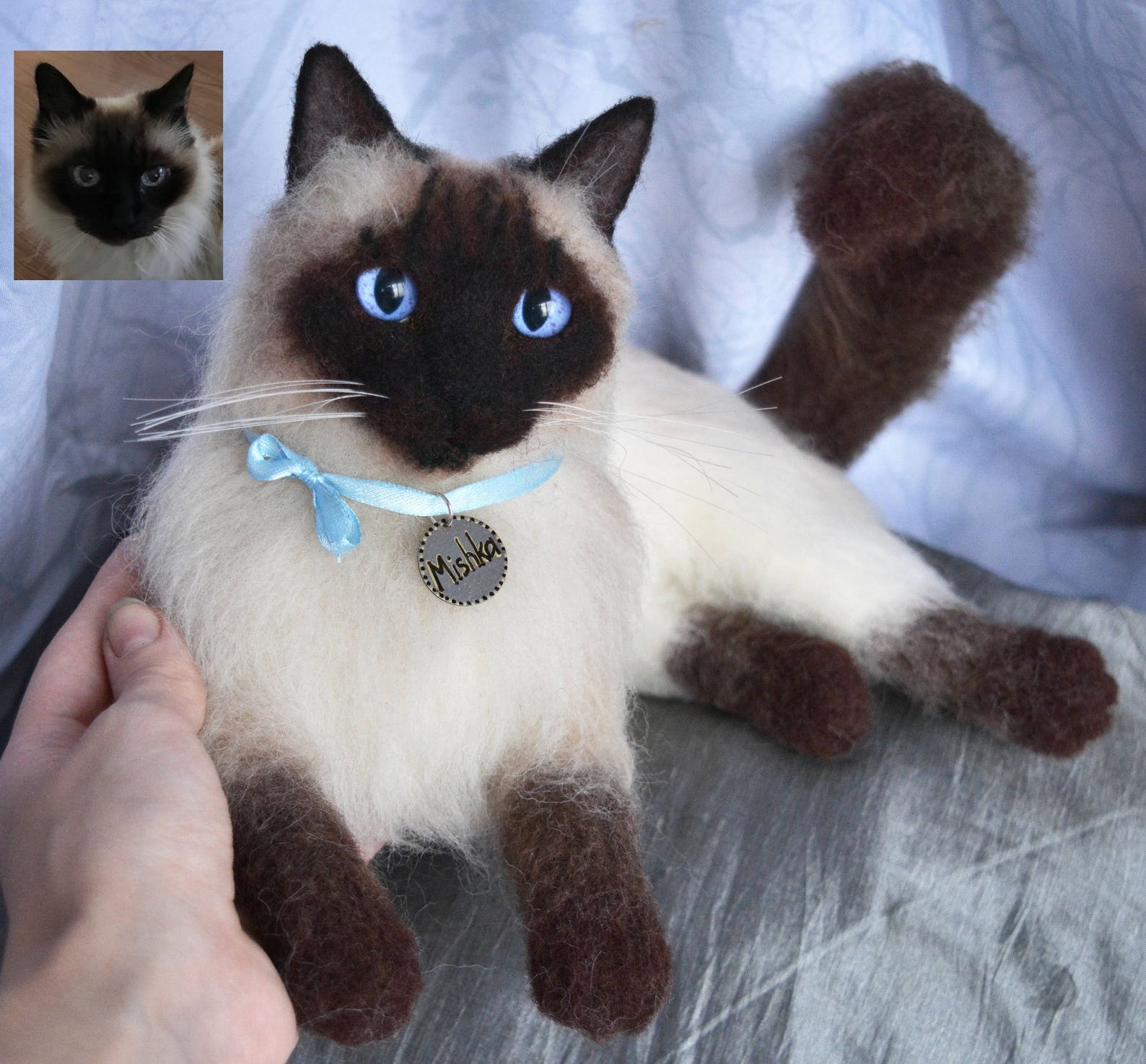 Needle Felted Siamese Cat Sculpture Memory Pet Portrait | Etsy