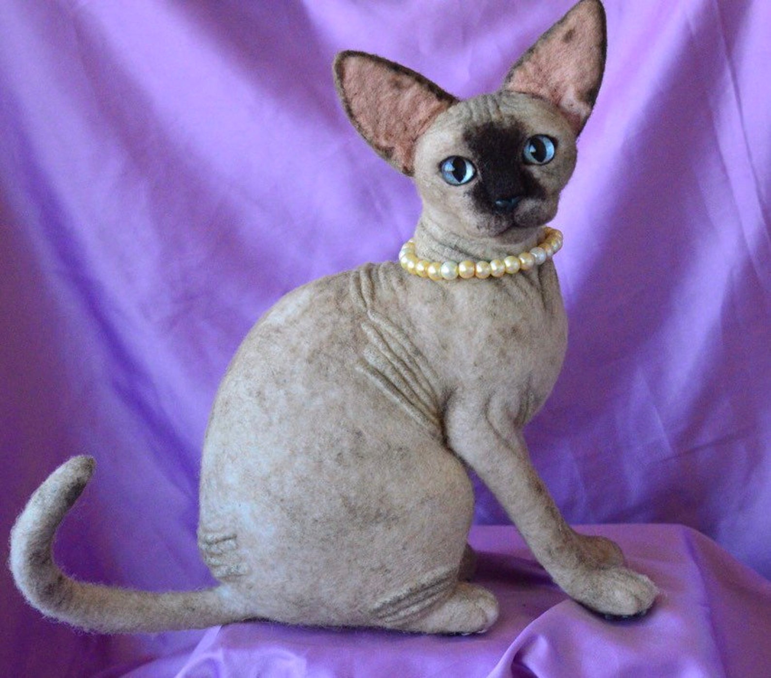 Needle Felted Sphynx Cat Sculpture Memory Pet Portrait Wool - Etsy