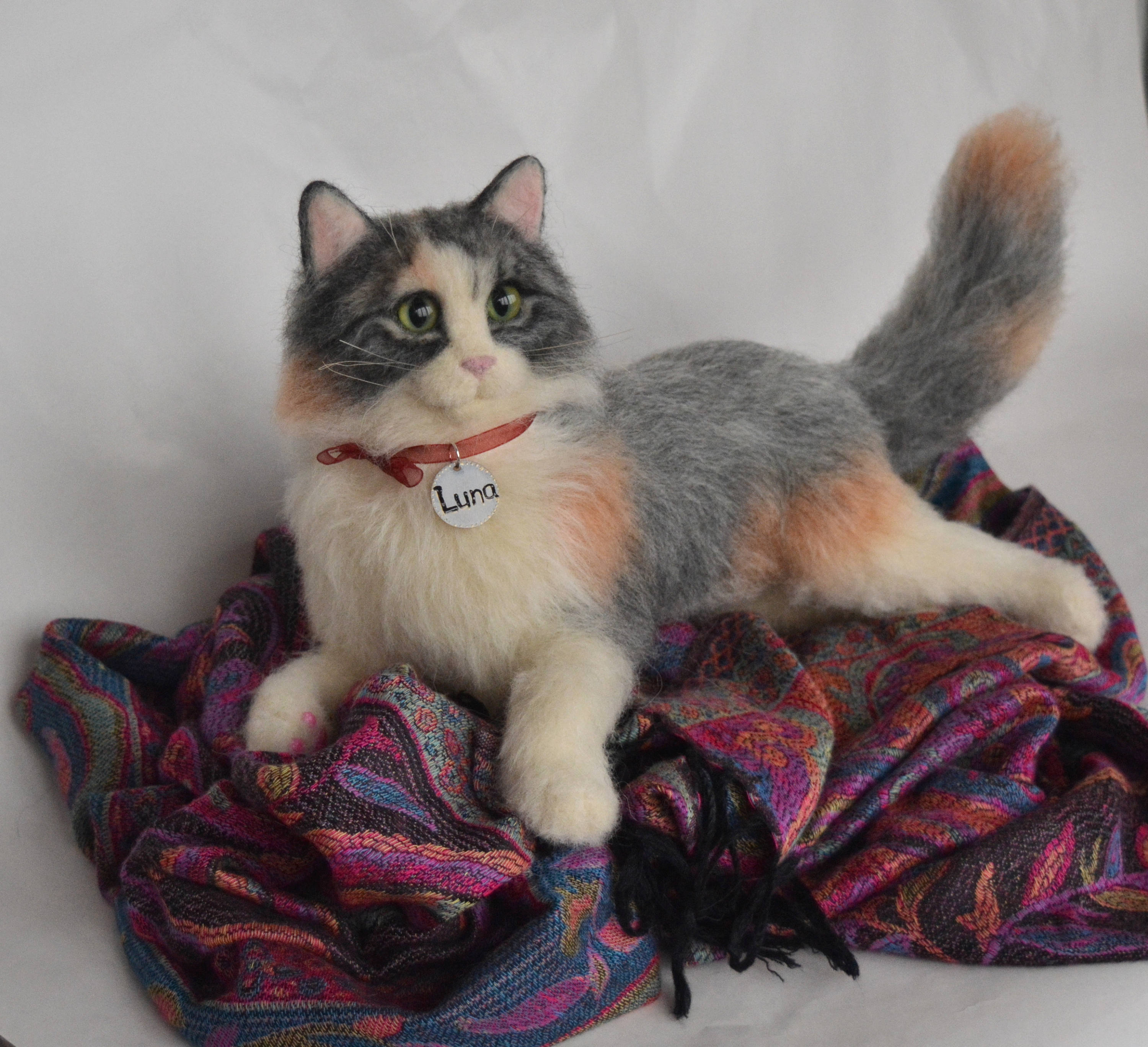 Needle Felted Cat Long Haired Calico Kitten Posable Sculpture | Etsy