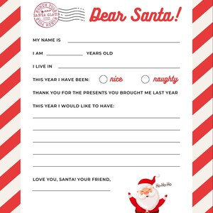 Digital Printable Dear Santa Letter Fun for Kids at Christmas - Etsy