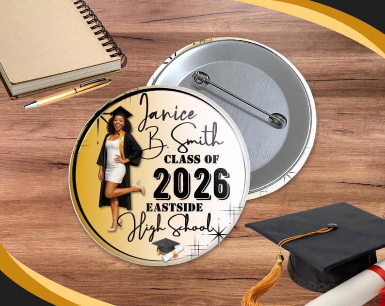 Editable Graduation Button Templates | Class of 2026 | 6 Canva Pro ...