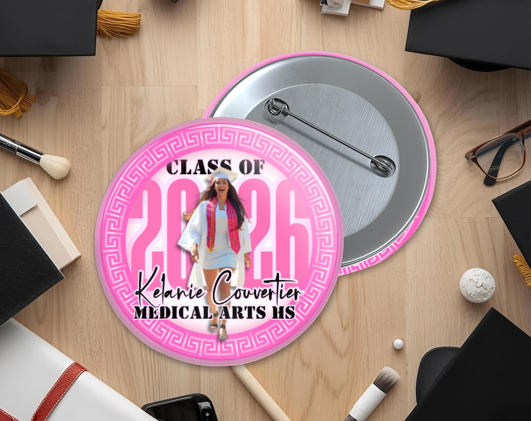 Editable Graduation Button Templates | Class of 2026 | 5 Canva Pro ...