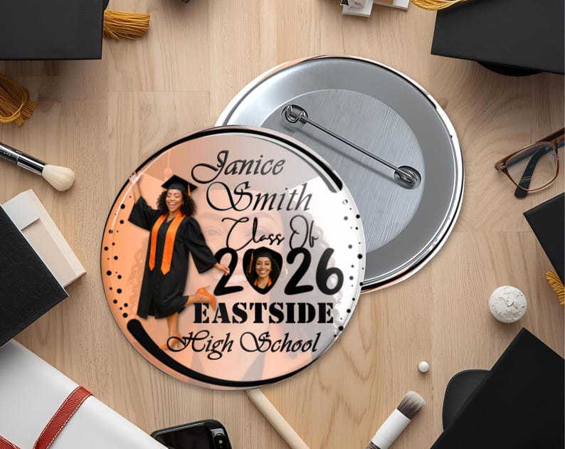Editable Graduation Button Templates | Class of 2026 | 6 Canva Pro ...
