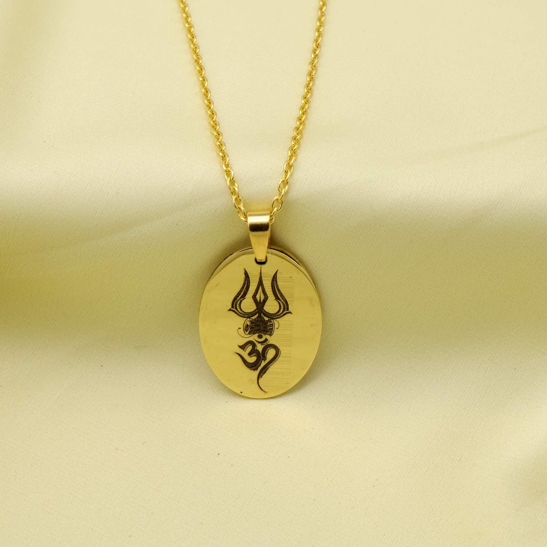 Lord Shiva Trishula Necklace - Gold Om Pendant - Hindu Spiritual ...