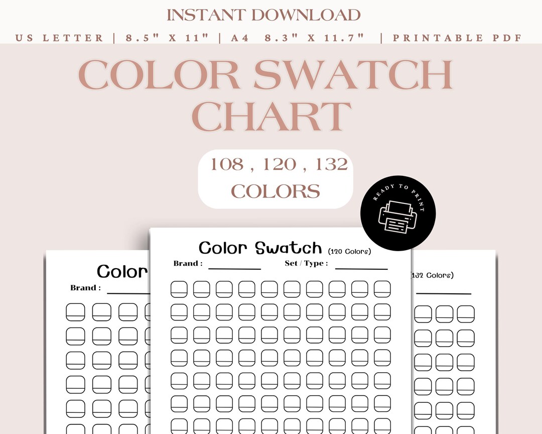 Color Swatch Chart Printable | Blank Color Chart Template | Swatch ...