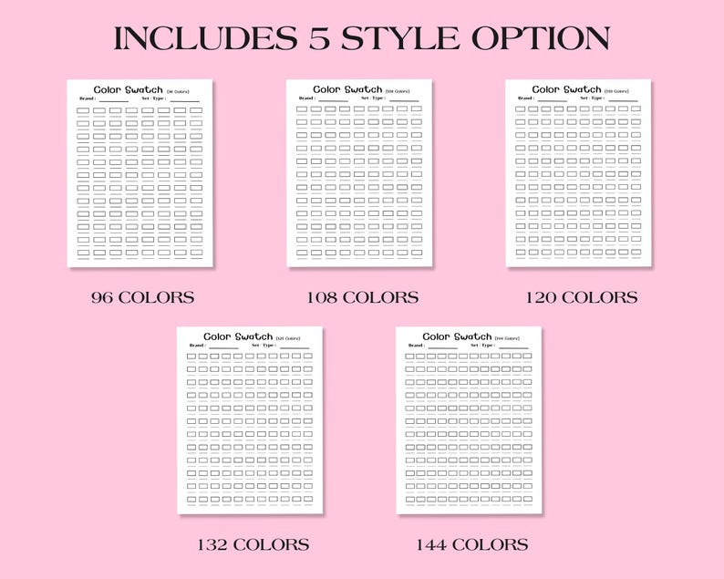 Color Swatch Chart Printable – Blank Color Palette for Artists – 96/108 ...