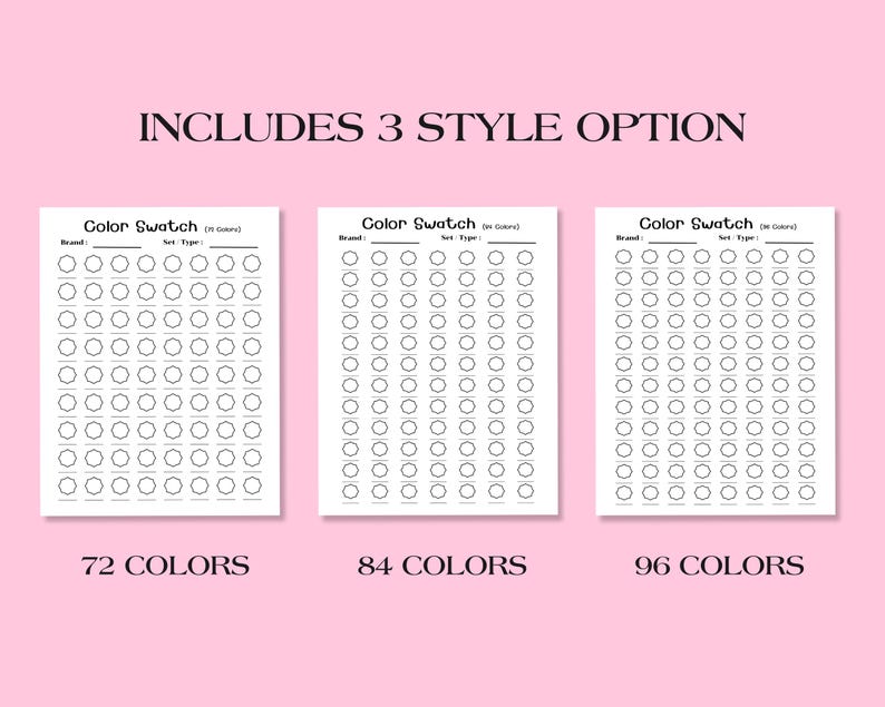Color Swatch Chart Printable – Blank Color Palette for Artists – 72/84 ...