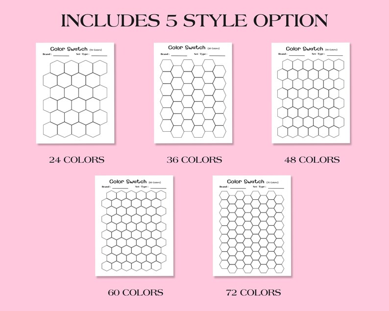 Color Swatch Chart Printable – Blank Color Palette for Artists – 24/36 ...
