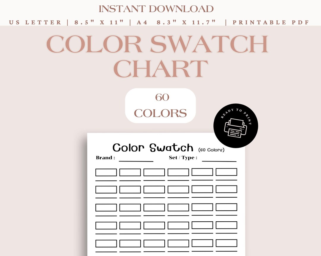 Color Swatch Chart Printable | Blank Color Chart Template | Swatch ...