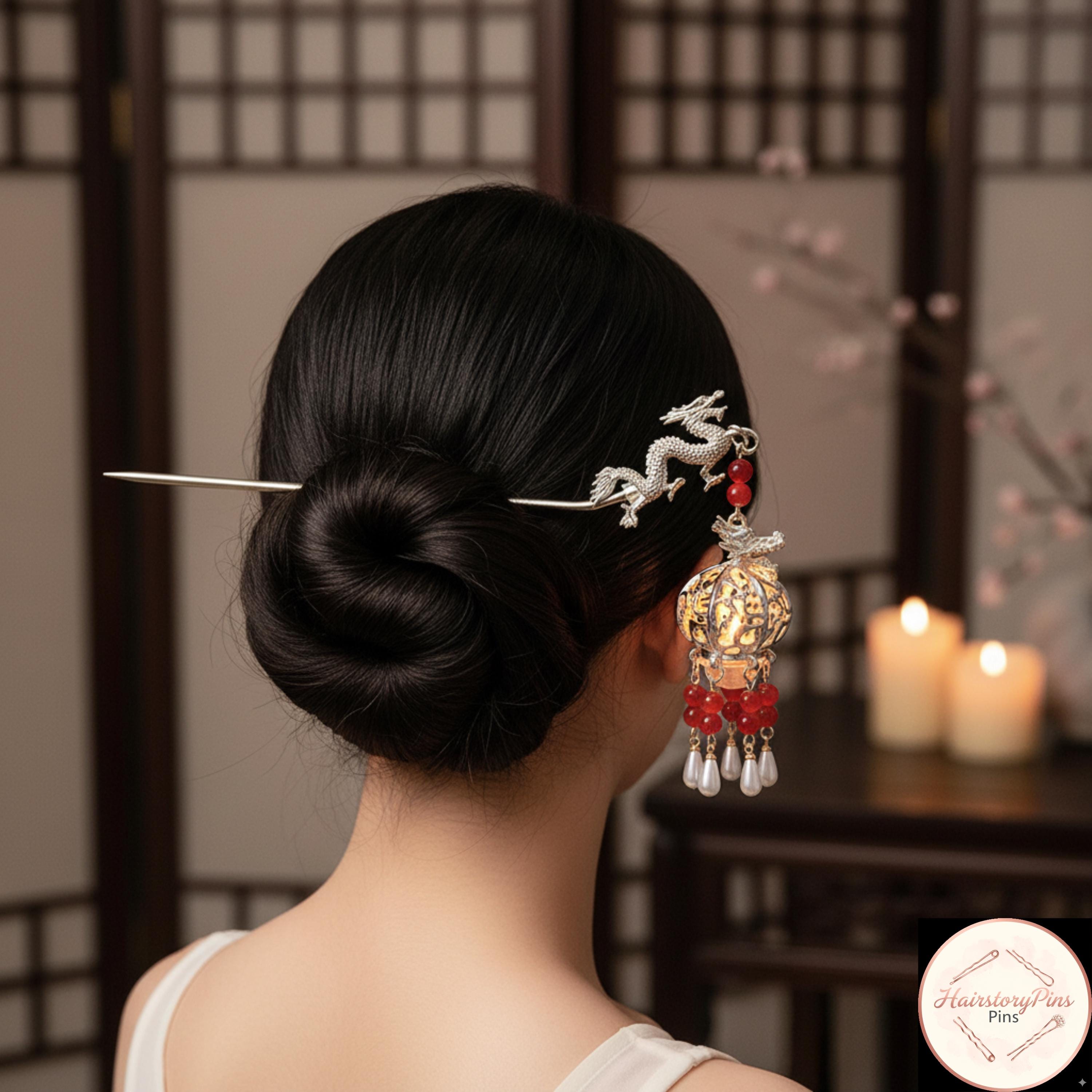 New Chinese Luminous Hairpin – Year of the Dragon Tassel Hair Accessory ...
