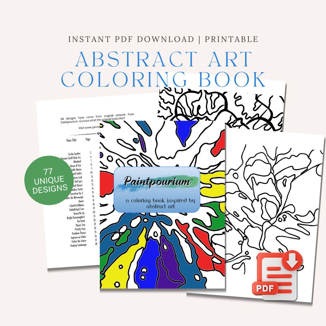 Abstract Art Coloring Book 77 Unique Fluid Art Designs for Mindfulness ...