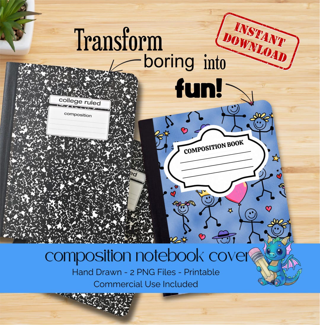 Stick Figure Composition Notebook Cover: Hand-drawn PNG (digital ...