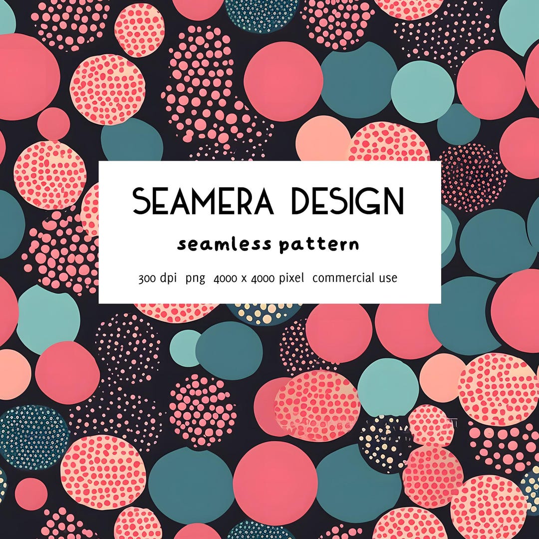 Seamless Organic Dot Pattern in Pink and Black, PNG, Digital Paper 13 ...