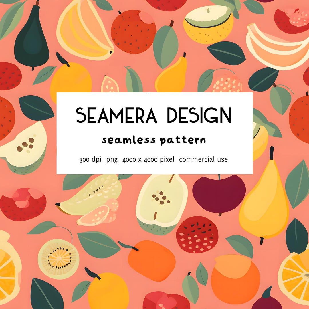 Seamless Fruit Pattern, PNG, Digital Paper 13.3x13.3", 300 Dpi ...