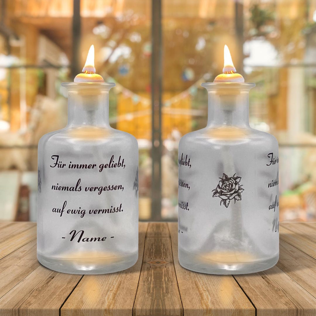 Personalized Memorial Candle With Name – Oil Lamp – Forever Loved ...