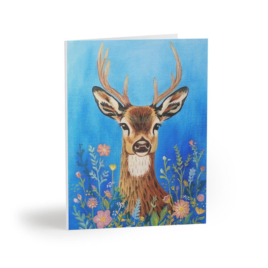 Floral Deer Greeting Cards: Colorful Note Card Set - Etsy