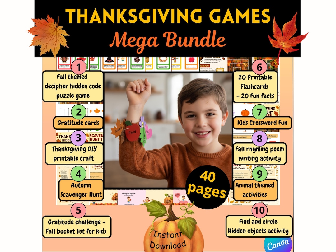 Buy Thanksgiving Activity Bundle for Kids,family Fun|kids Thankful ...