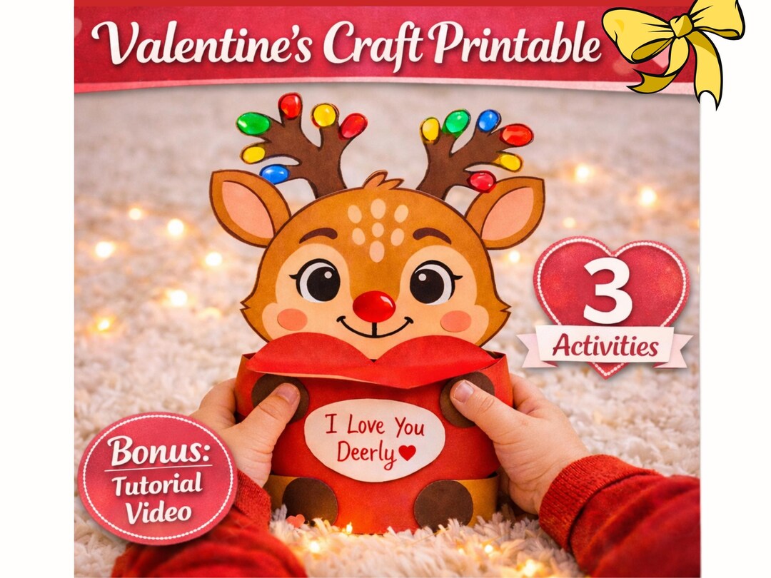 3D Valentines Day Craft Printable for Kids, Preschool Valentines Craft ...