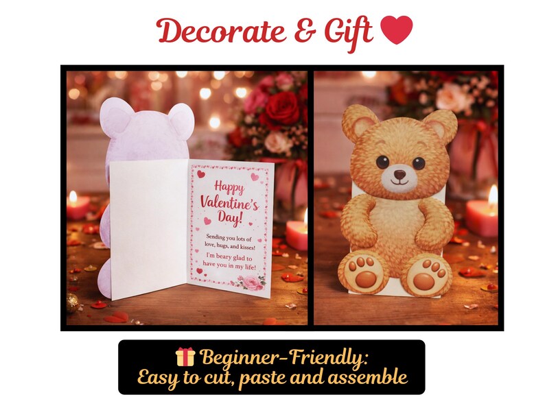 Build A Bear, Valentine Teddy Craft, Printable Valentines Day Activity ...