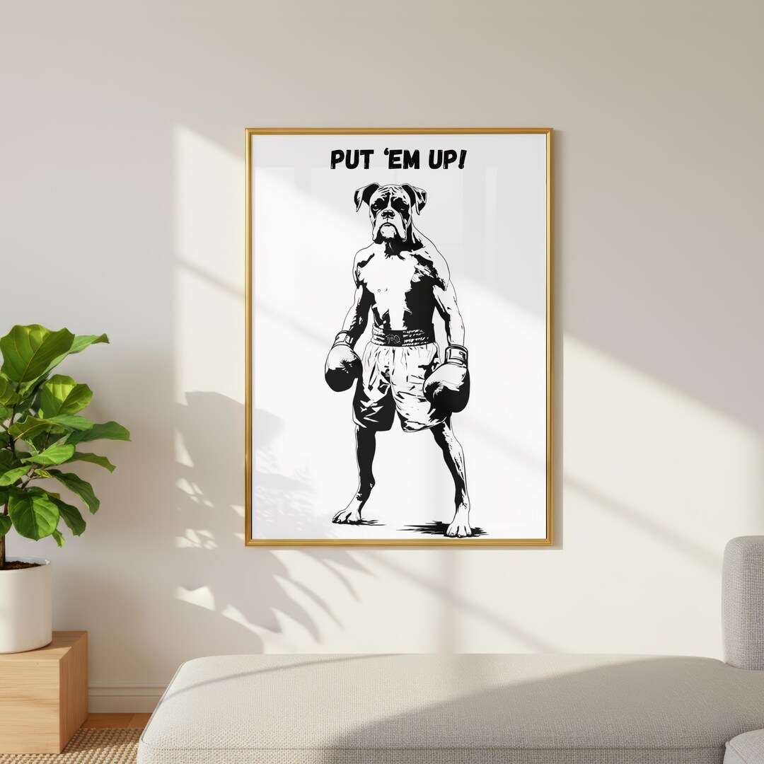 Boxer Dog Poster, Boxing Theme, Black & White (vintage Style Print) - Etsy