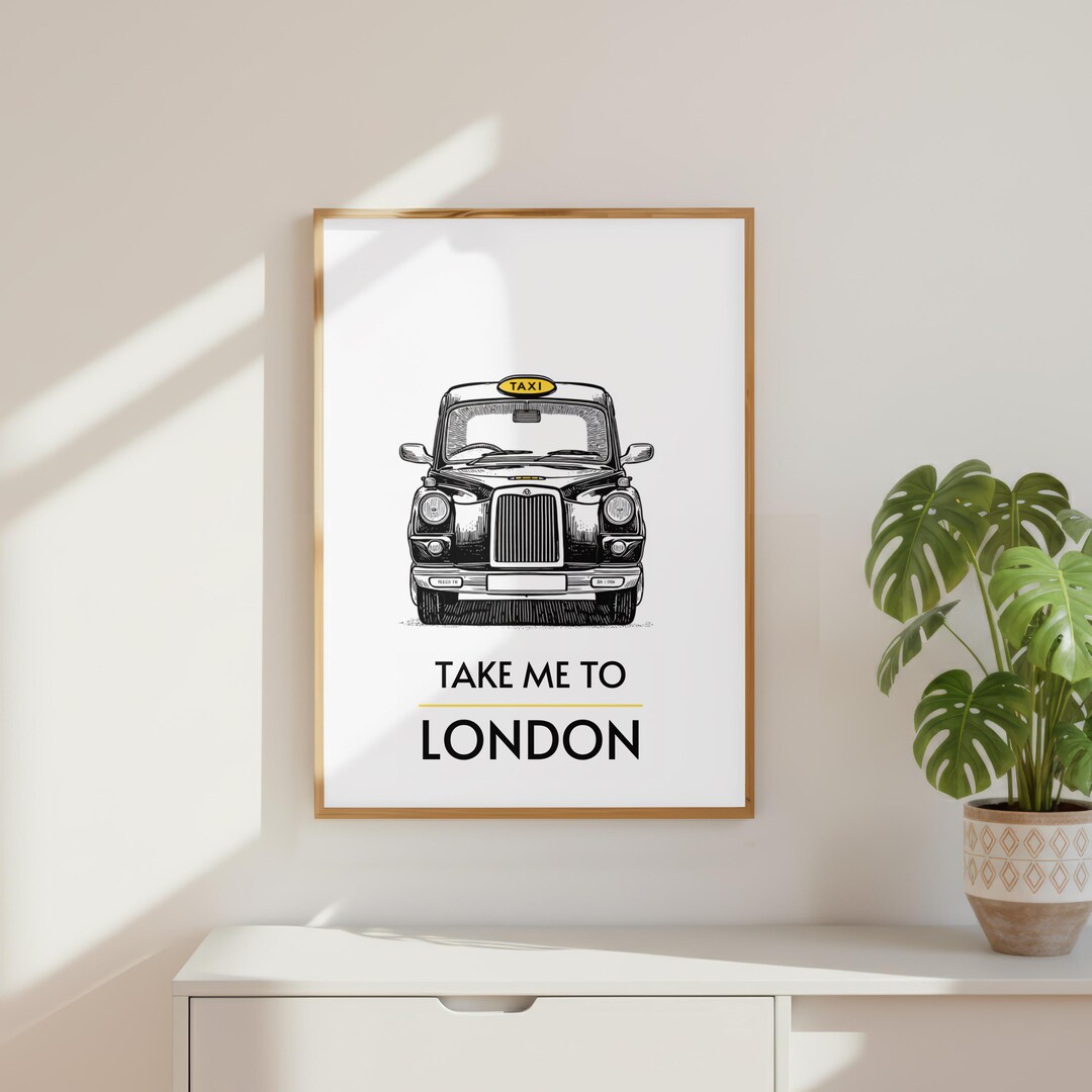 Black Taxi Wall Art: Minimalist London Icon - Glossy Poster - Etsy