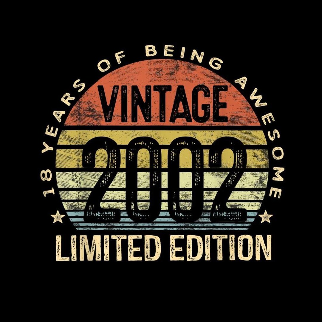Vintage 2002 Limited Edition PNG, Born in 2002 Retro Birthday Gift, 18 ...