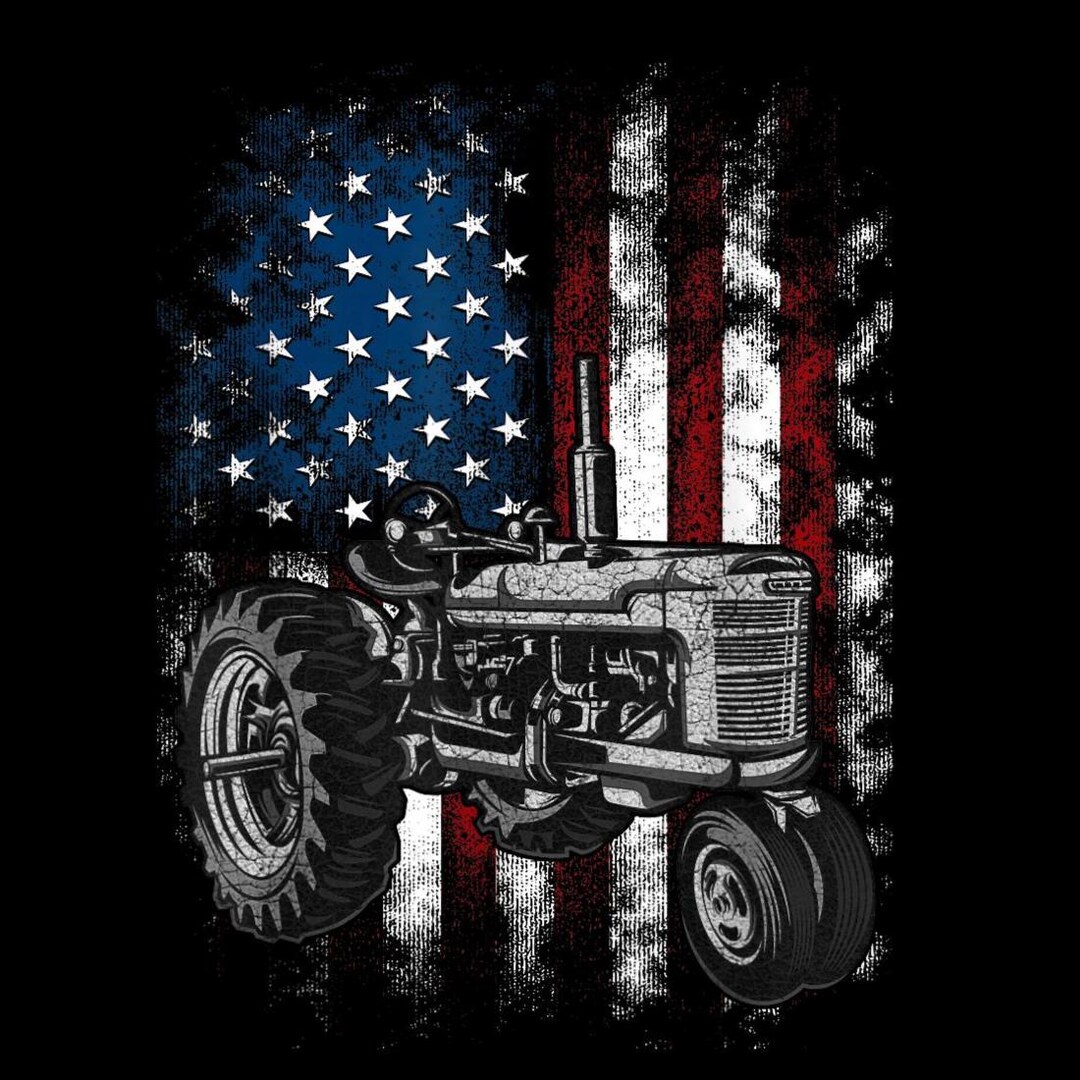 Patriotic Tractor PNG American Flag Farmer Design, Vintage Agriculture ...