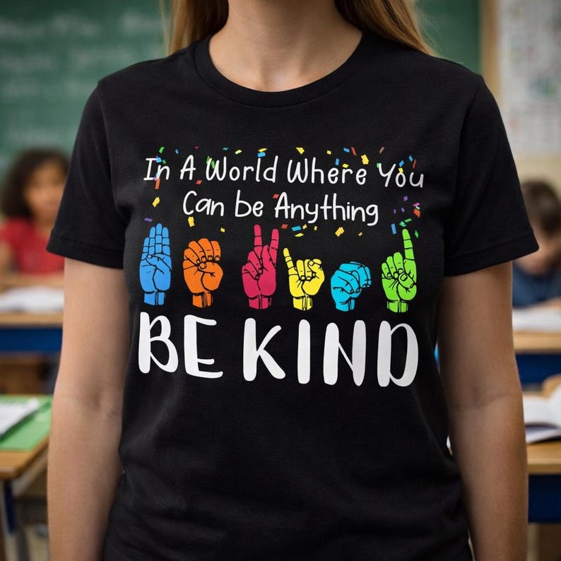ASL Be Kind PNG, Earth Day Love Sublimation, Kind World Quote Design ...