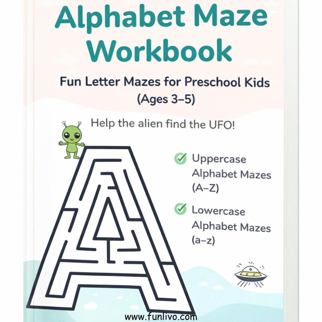 Uppercase & Lowercase Alphabet Maze Workbook | Preschool Letter Mazes A ...