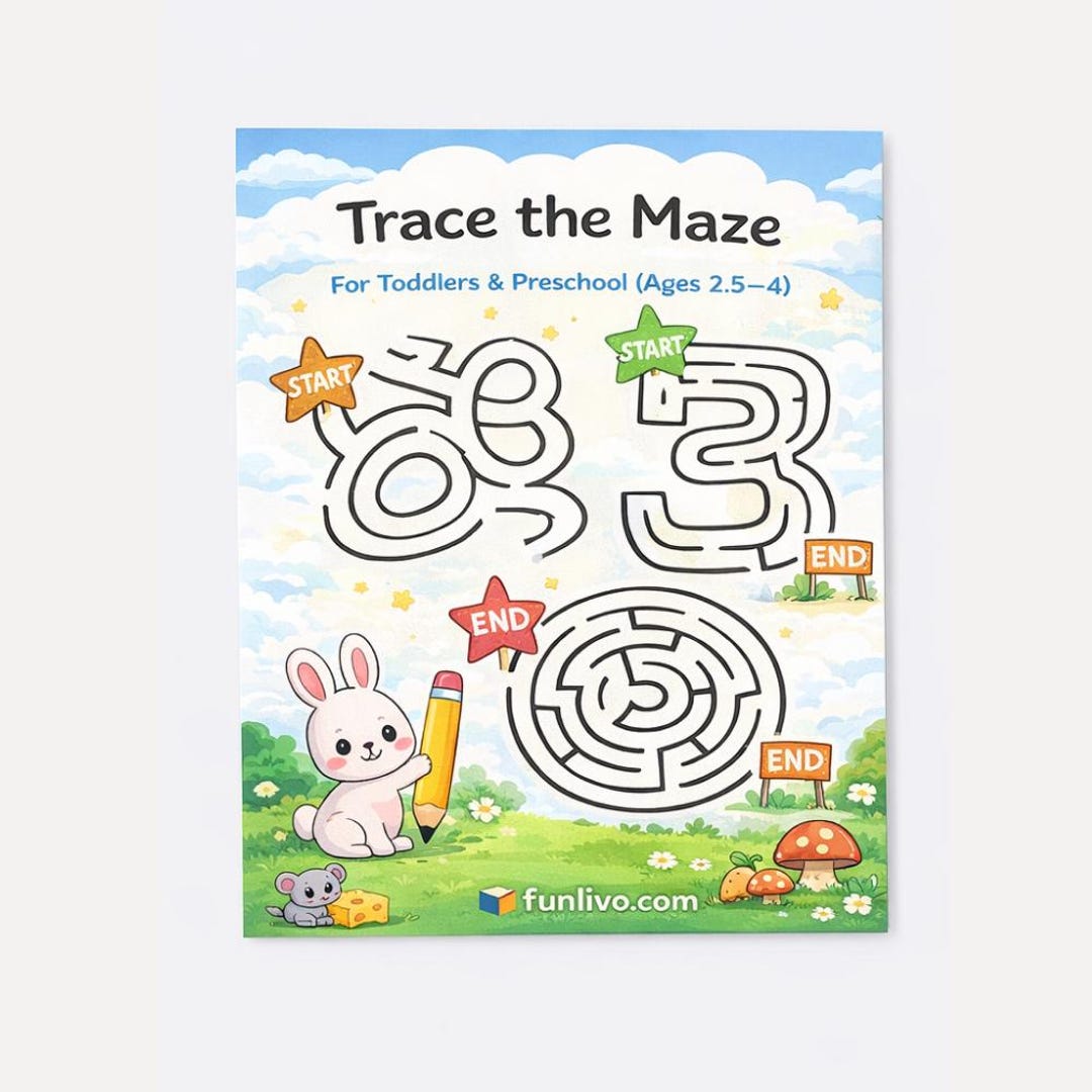 Trace the Maze Workbook for Toddlers (ages 2.5–4) | Line, Number ...