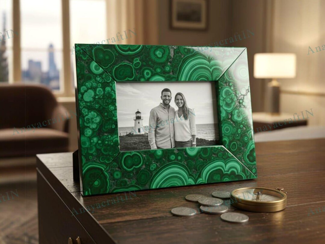 Natural Malachite Marble Photo Frame | Artisan Crafted Stone Decor - Etsy