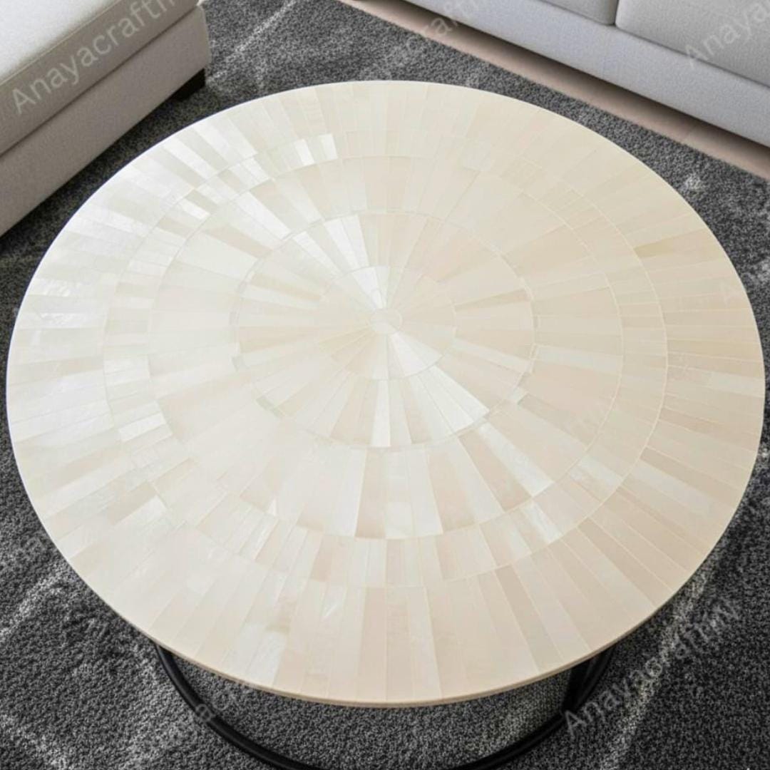 Selenite Crystal Round Table | Handmade Dining Table Natural Stone ...