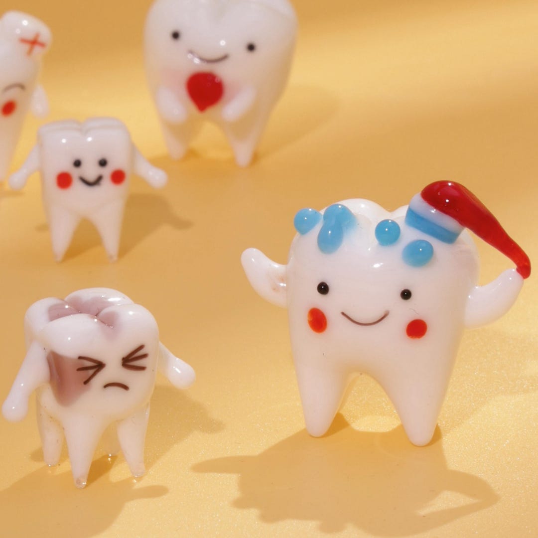 Handmade Glass Tooth Fairy Figurines - Five Styles of Miniature Tooth ...
