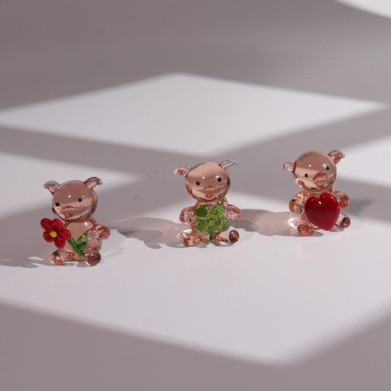 Handmade Glass Pig Figurines – Whimsical Lampwork Collection, Cute ...