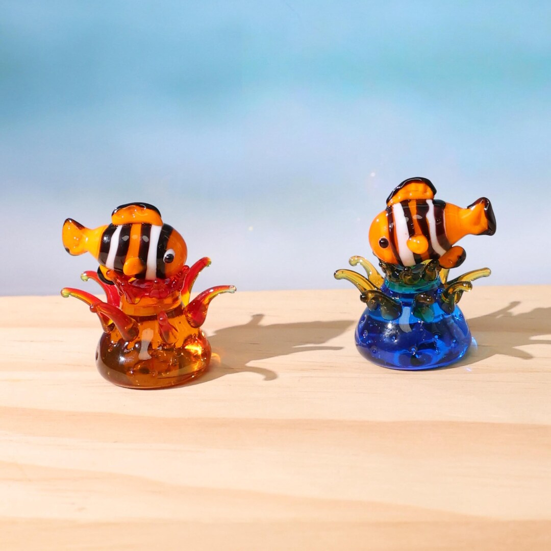 Hand-blown Glass Clownfish Figurines – Mini Ocean Lampwork Art, Cute ...