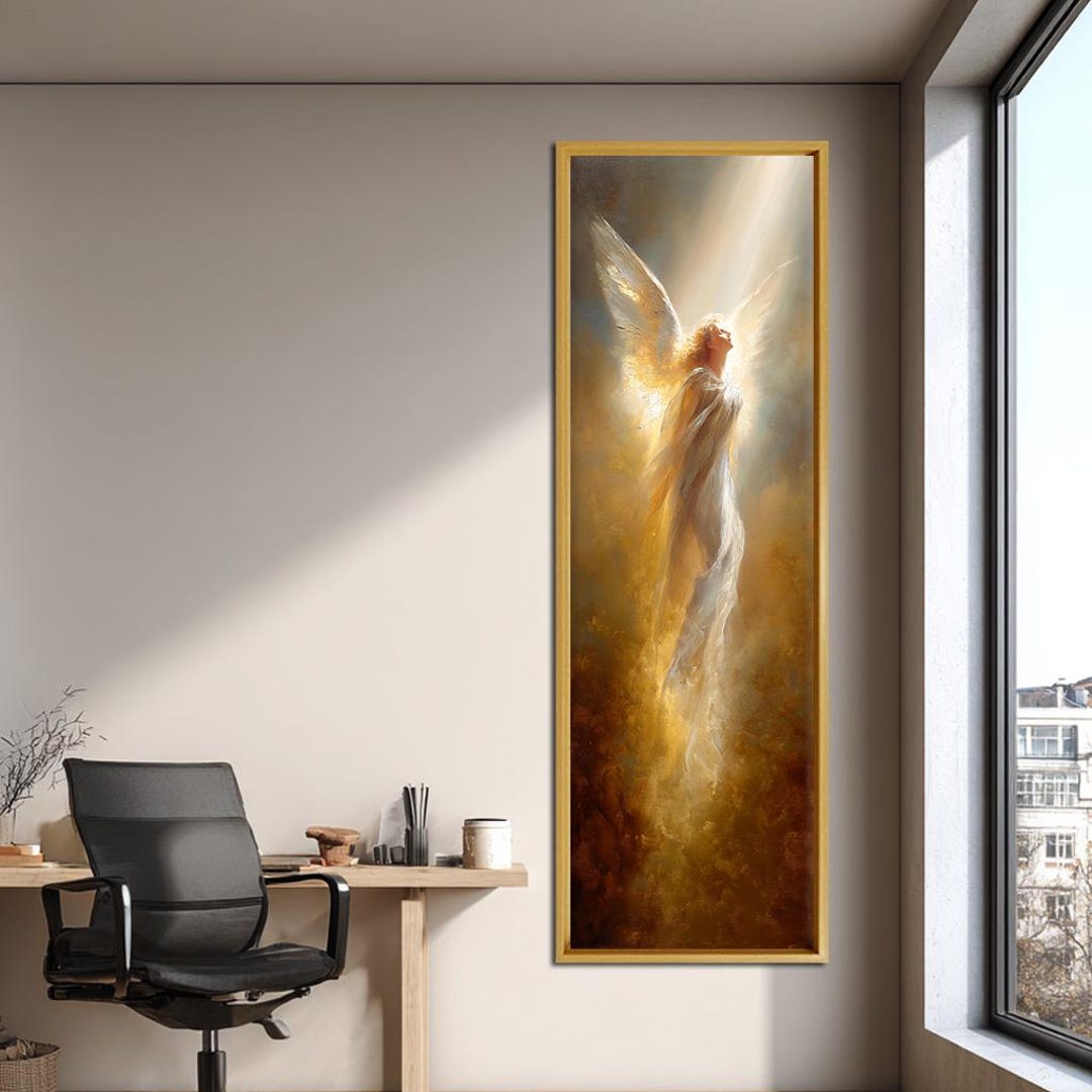 Heavenly Angel Canvas Wall Art, Ethereal Light Painting, Vertical ...