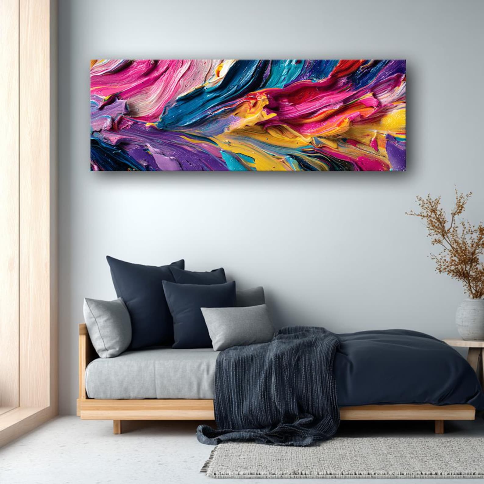 Lienzo con textura abstracta y colorida, decoración de pared con ...
