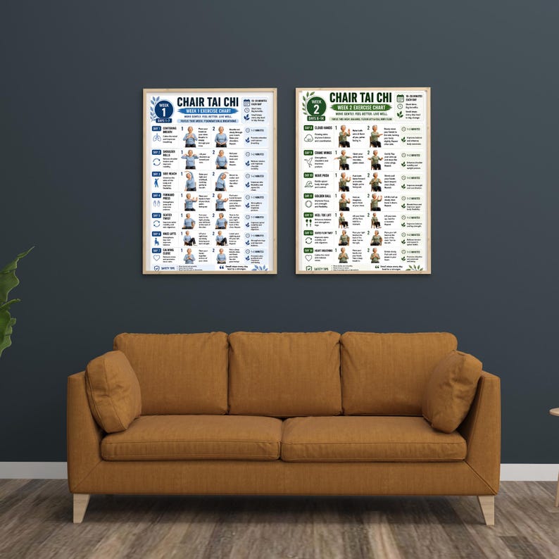 Chair Tai Chi Workout for Seniors Printable Poster Bundle 28 Day ...