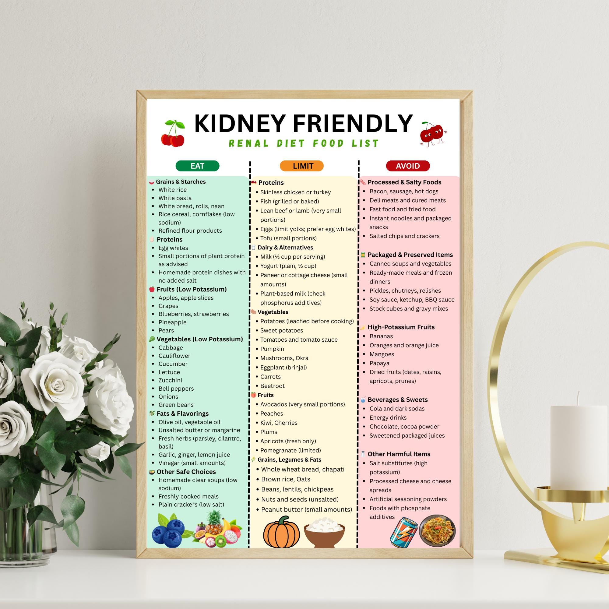 Kidney Friendly Food List Printable | Renal Diet Food Chart PDF ...