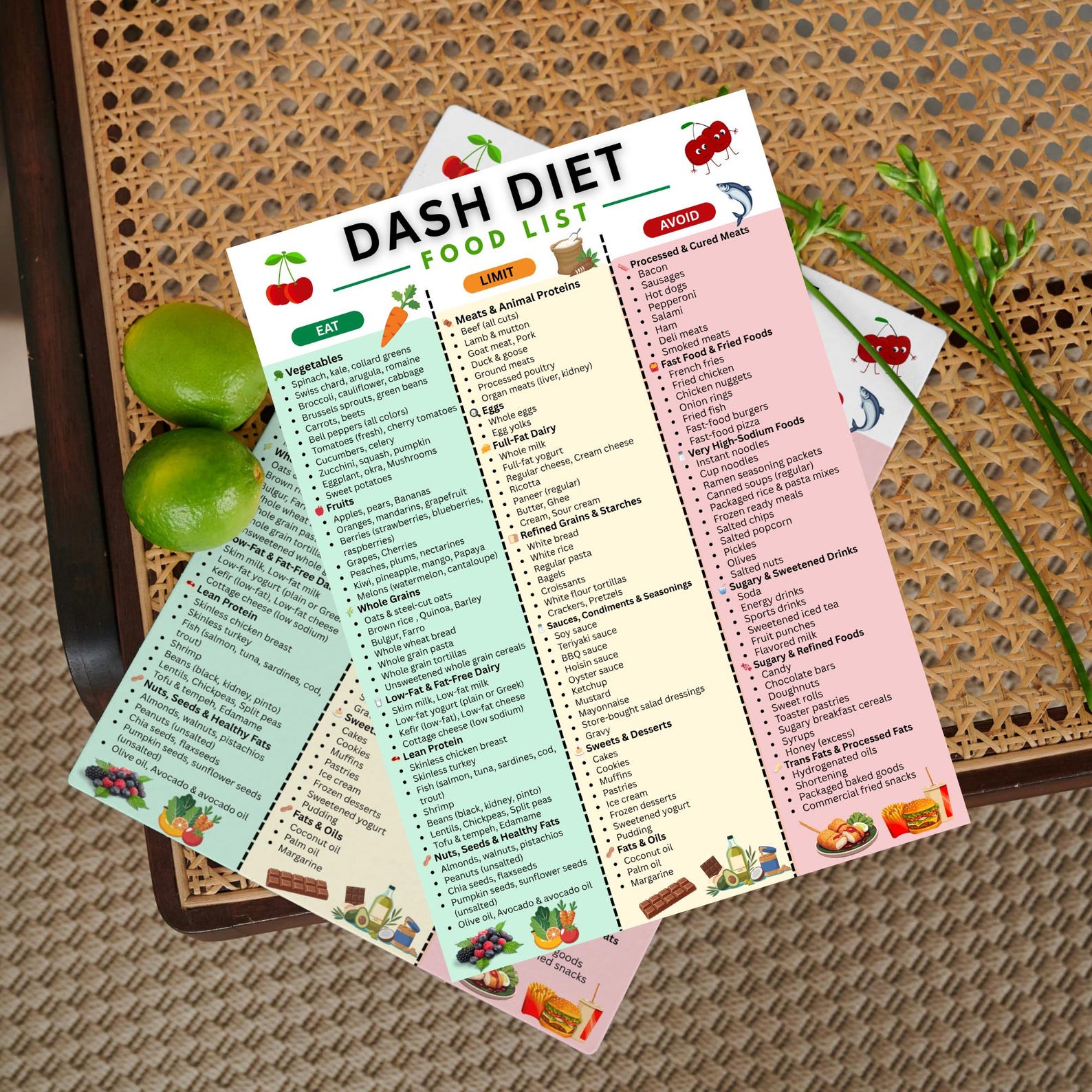DASH Diet Food List Printable PDF, Dash Diet Meal Plan & Food Chart ...