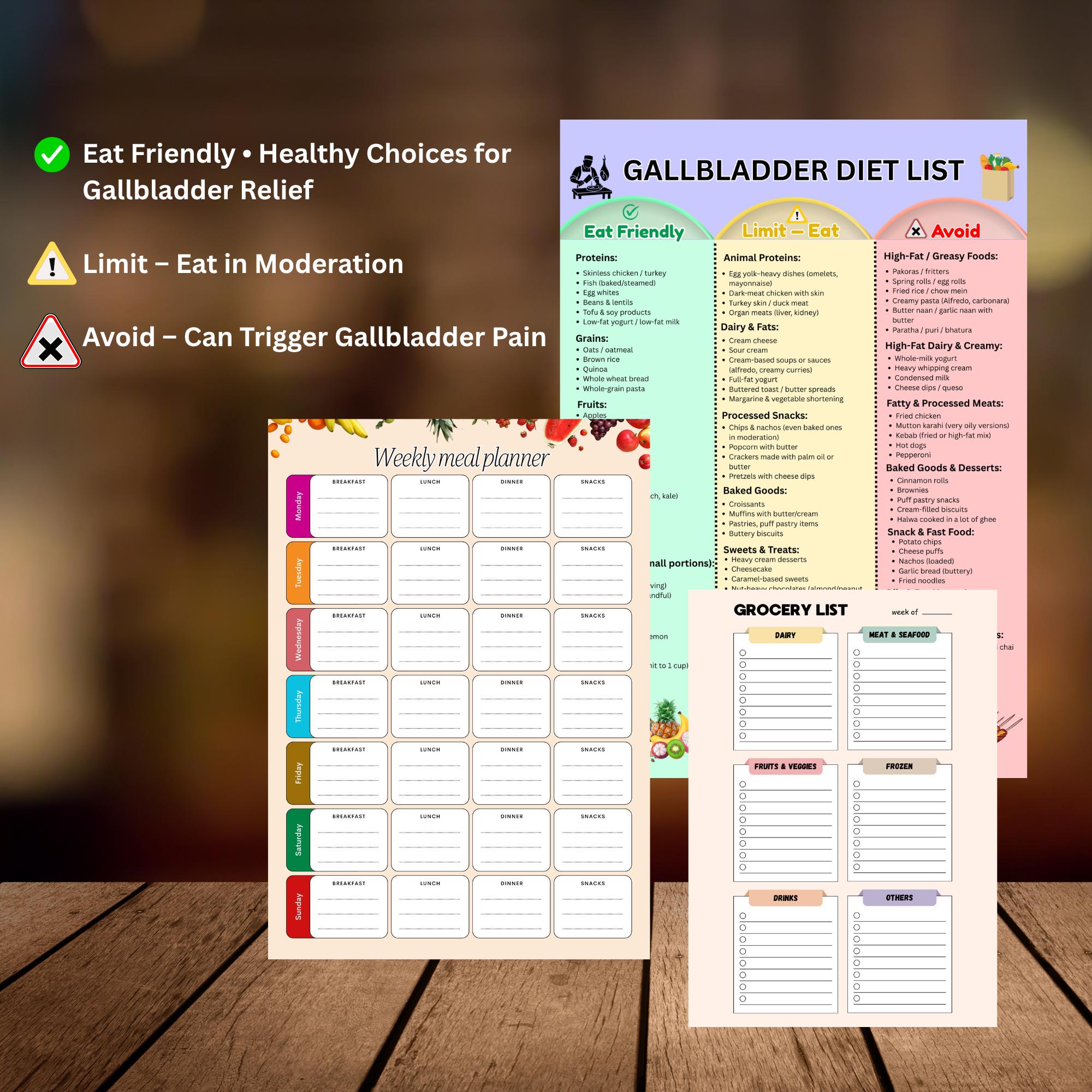 Gallbladder Diet List • Gallstone Meal Plan, Low-fat Foods (PDF) - Etsy