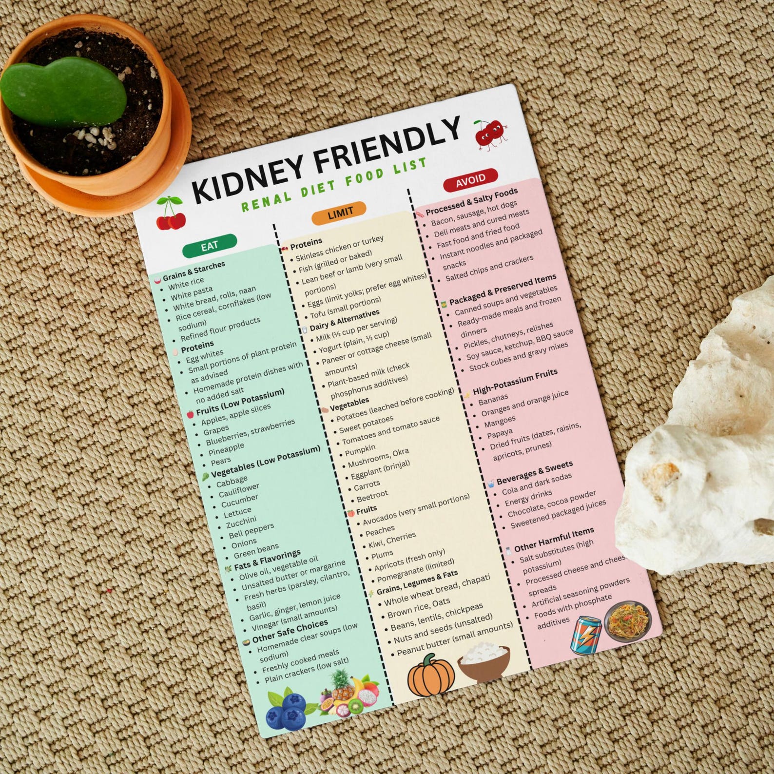 Kidney Friendly Food List Printable | Renal Diet Food Chart PDF ...
