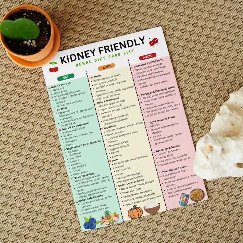 Kidney Friendly Food List Printable | Renal Diet Food Chart PDF ...