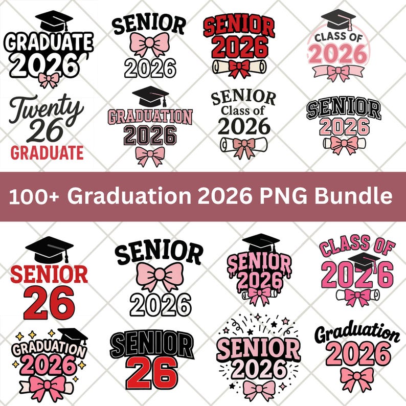 Graduation 2026 PNG Bundle, Graduation Svg, Senior PNG Clipart, 2026 ...
