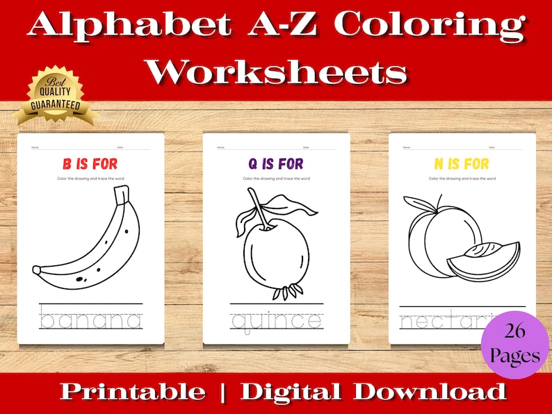 Alphabet Coloring Pages A-Z | Preschool Trace and Color Worksheets ...