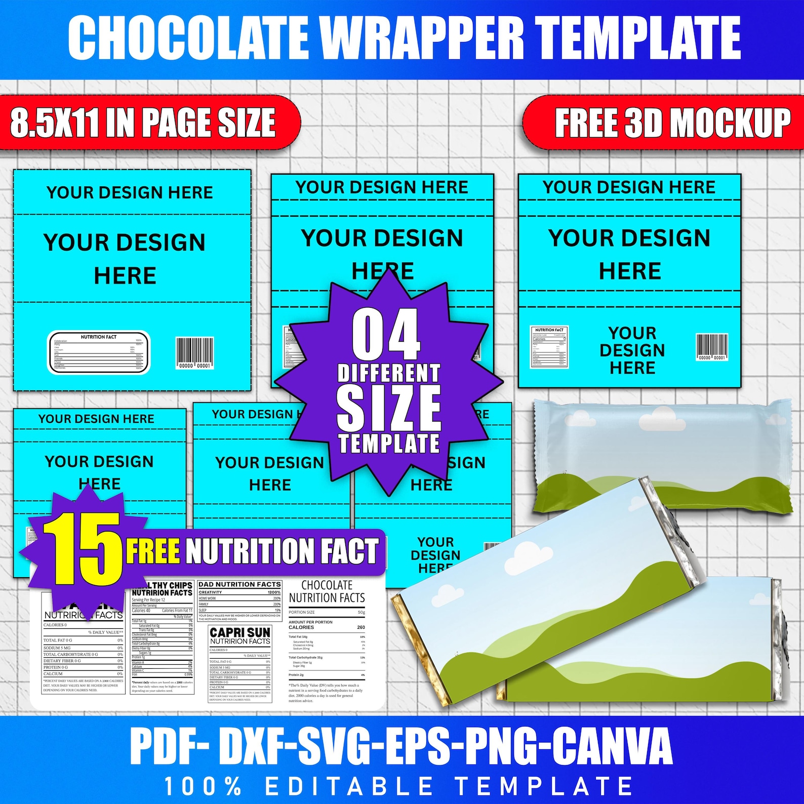 Chocolate Bar Wrapper Template | Editable Canva Candy Bar Label | Party ...
