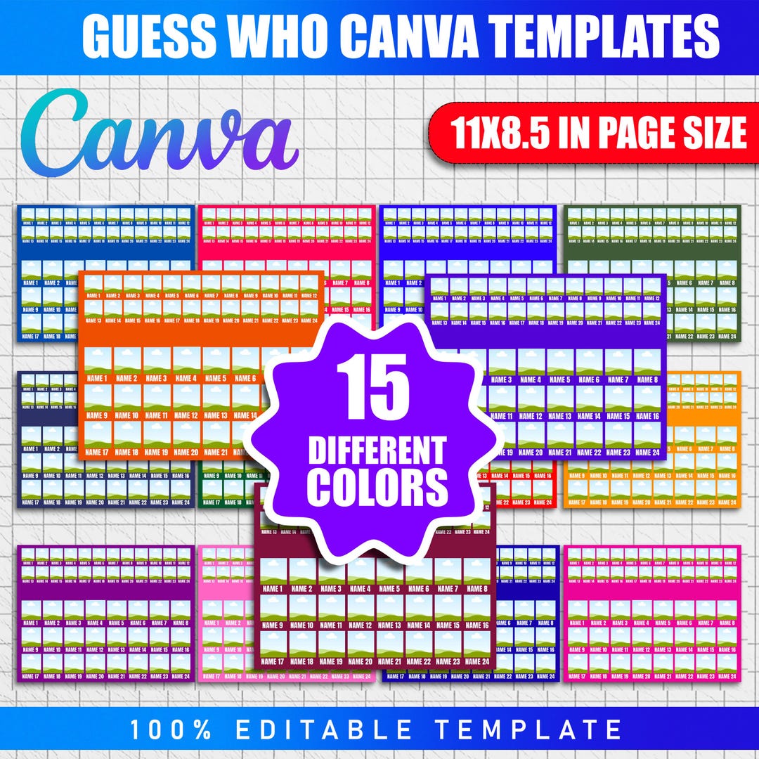 DIY Guess Who Template | Custom Game Board Canva Editable | Make Your ...