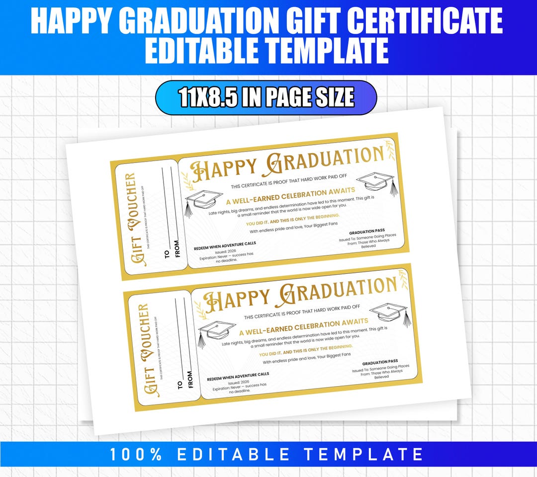 Happy Graduation Gift Certificate Template | Elegant and Grand ...