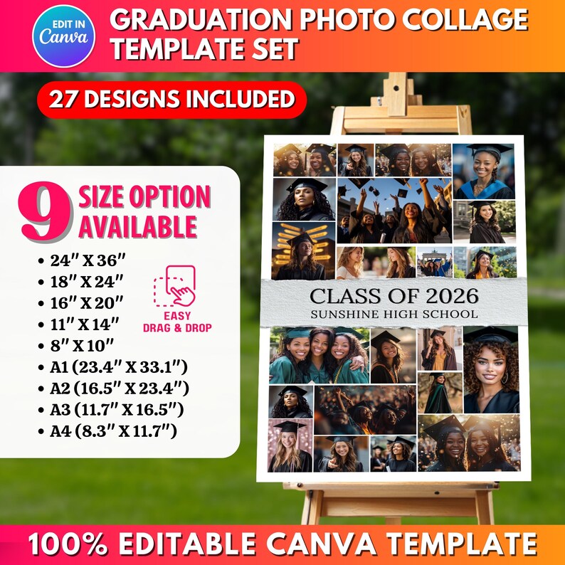 Graduation Photo Collage Class of 2026 TEMPLATE Set | Grad Party Poster ...