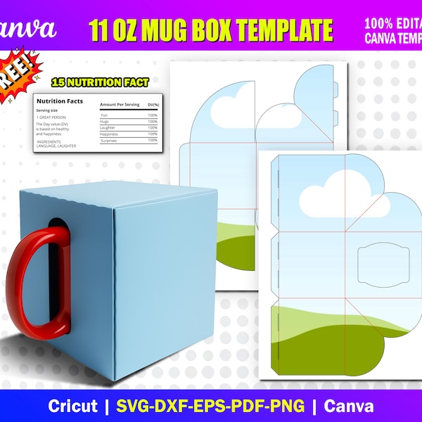 Mug Box Template - Etsy